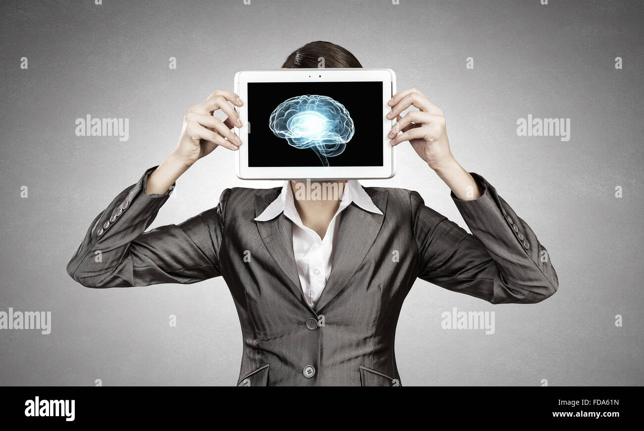 Thinking tablet science woman hi-res stock photography and images - Alamy