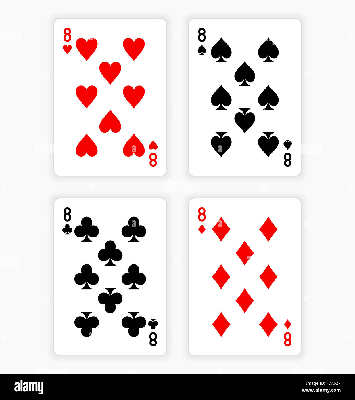 Playing Cards Showing Eights from Each Suit Stock Photo - Alamy