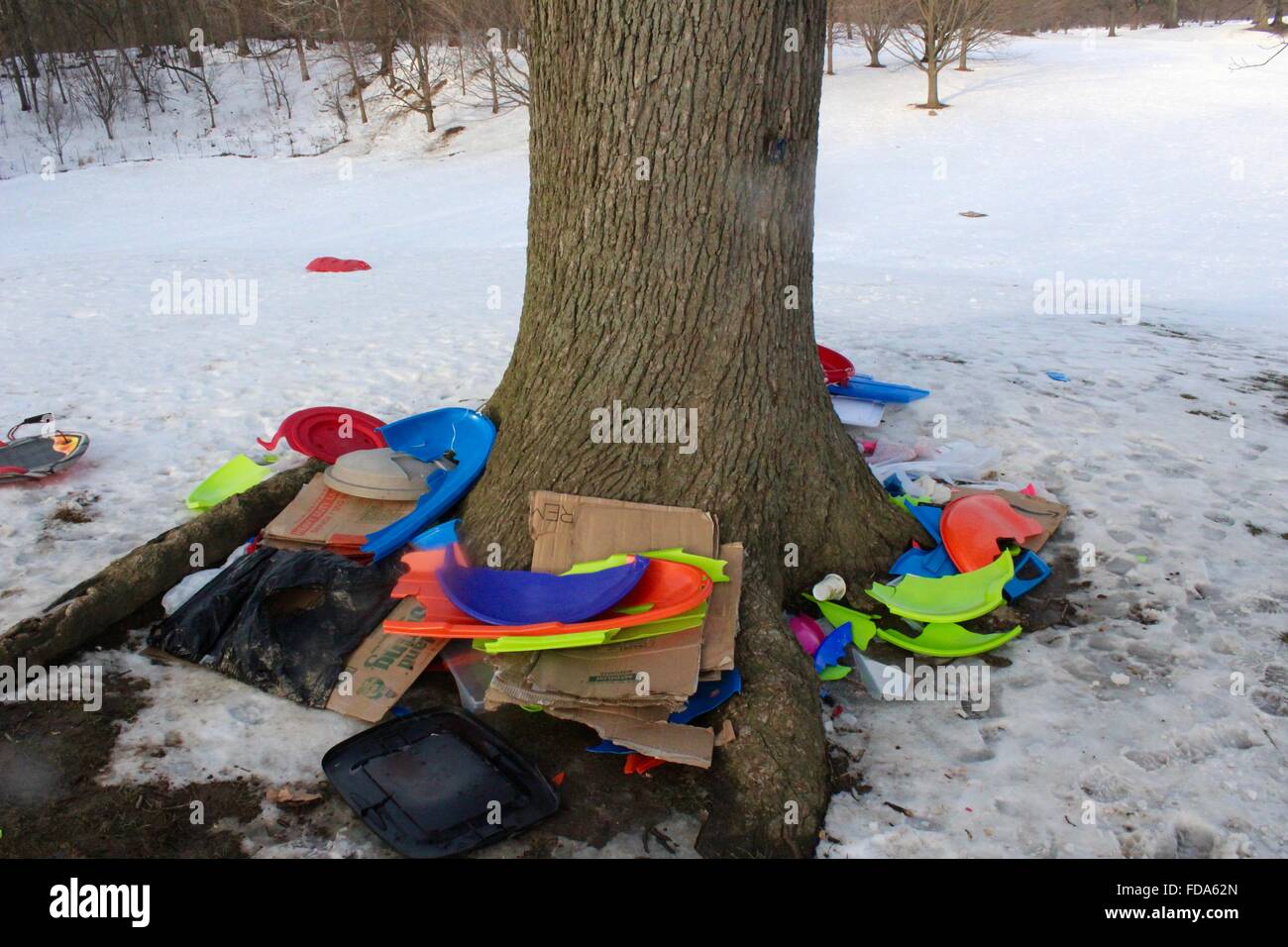 broken sled debris prospect park brooklyn Stock Photo - Alamy