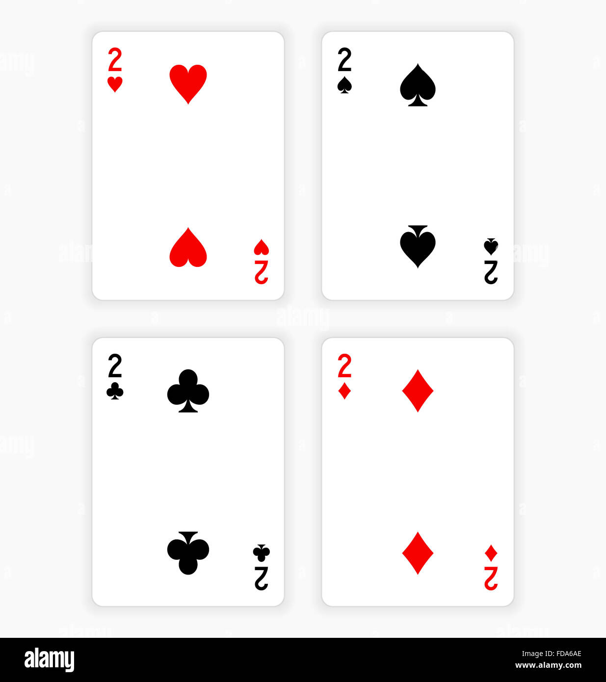 Playing Cards Showing Twos from Each Suit Stock Photo - Alamy