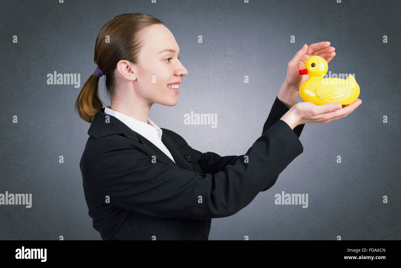 Woman holding rubber duck hand hi-res stock photography and images - Alamy