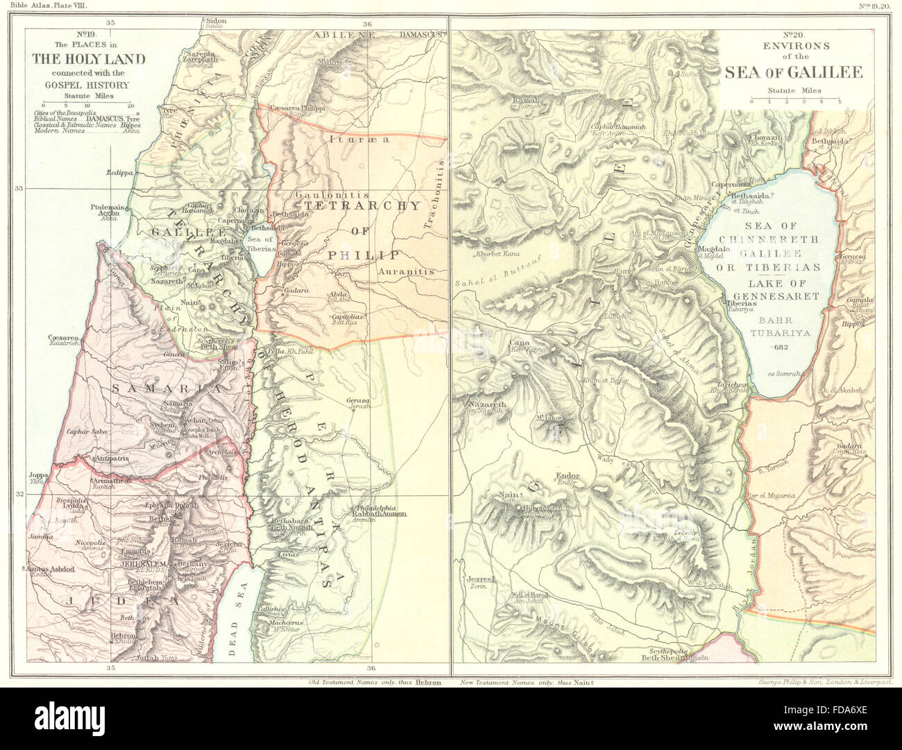HOLY LAND: Places, connected with Gospel History; area of Sea Galilee ...