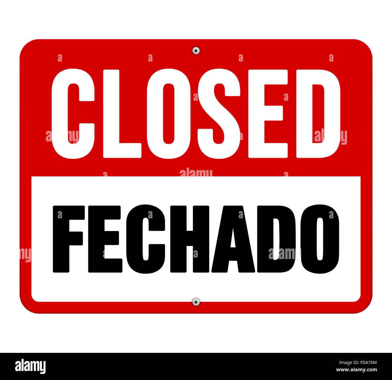 Closed Fechado sign in white and red Stock Photo - Alamy
