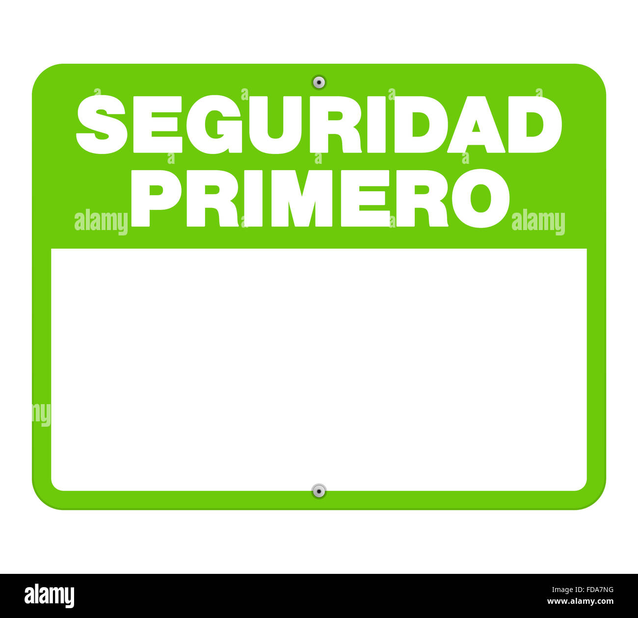 Seguridad Primero caution sign with copy space Stock Photo - Alamy