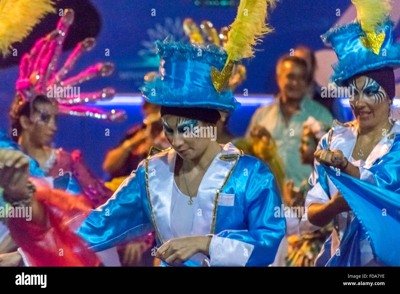 MONTEVIDEO, URUGUAY, JANUARY - 2016 - Attractive costumed women dancing ...