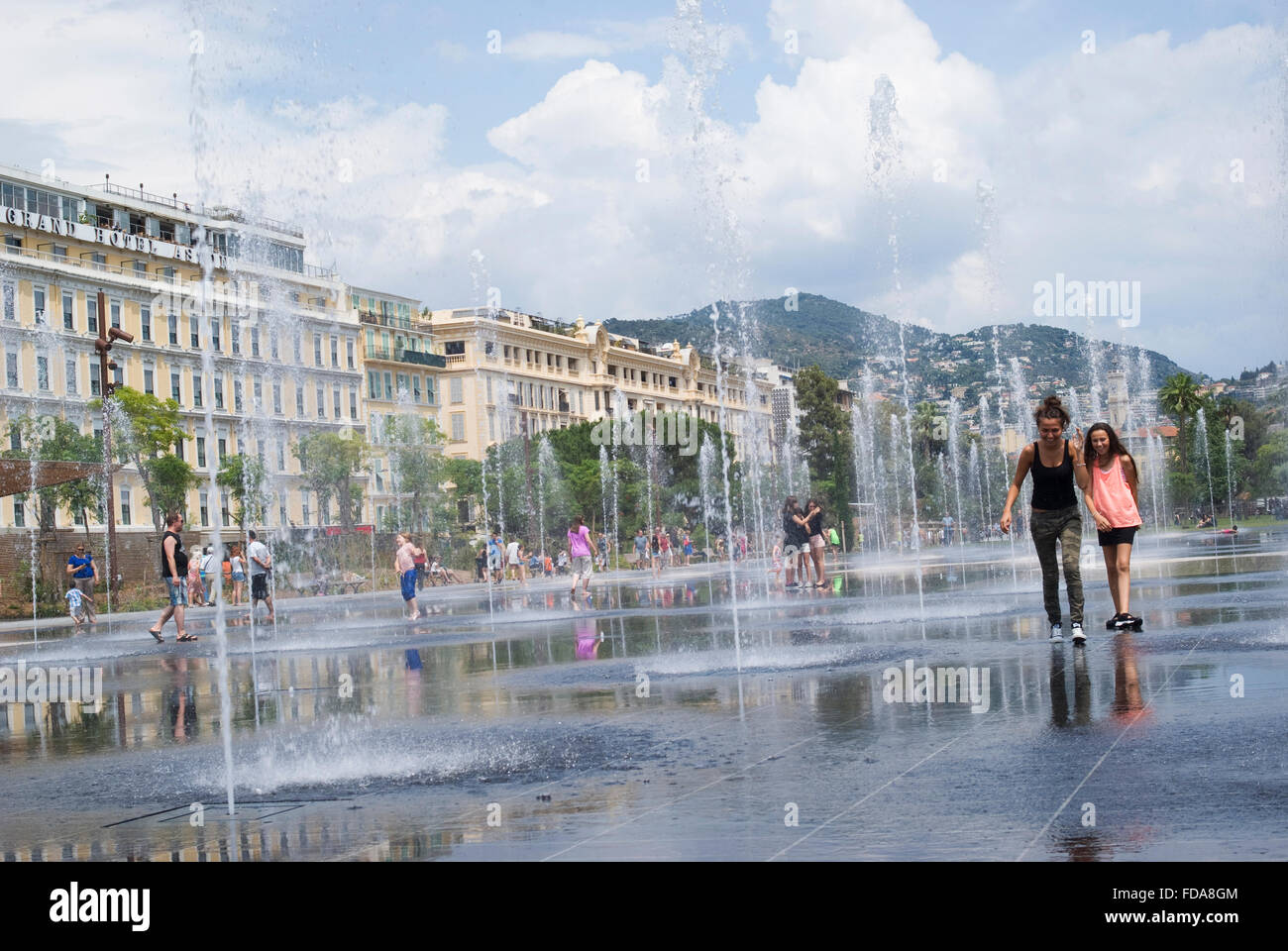 Fountains in Promenade du Paillon in Nice, France Stock Photo - Alamy