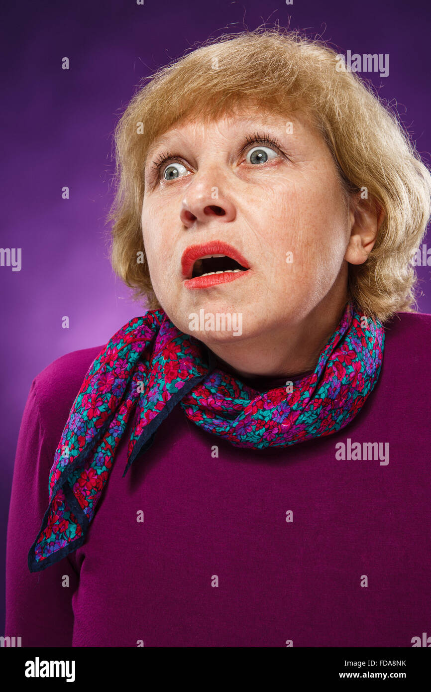 The frightened senior woman Stock Photo - Alamy