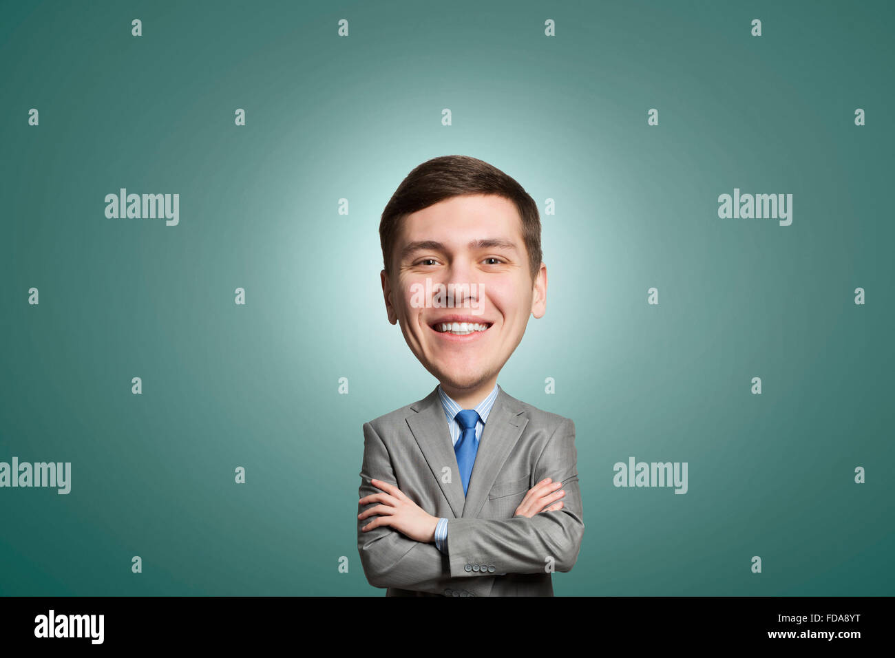 Funny smiling business man with a big head Stock Photo - Alamy