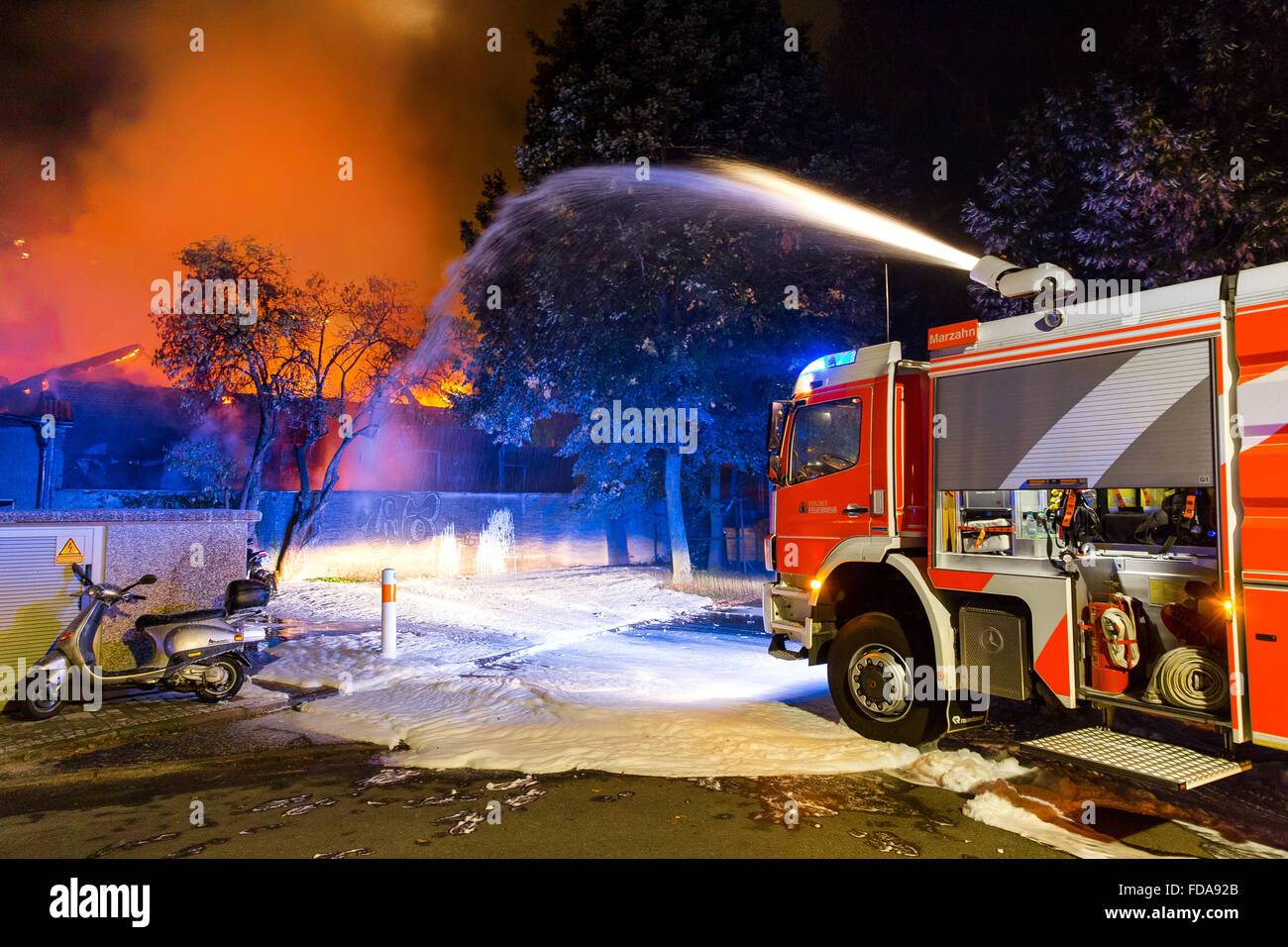Berlin, Germany, Loesch work in a major fire Stock Photo - Alamy