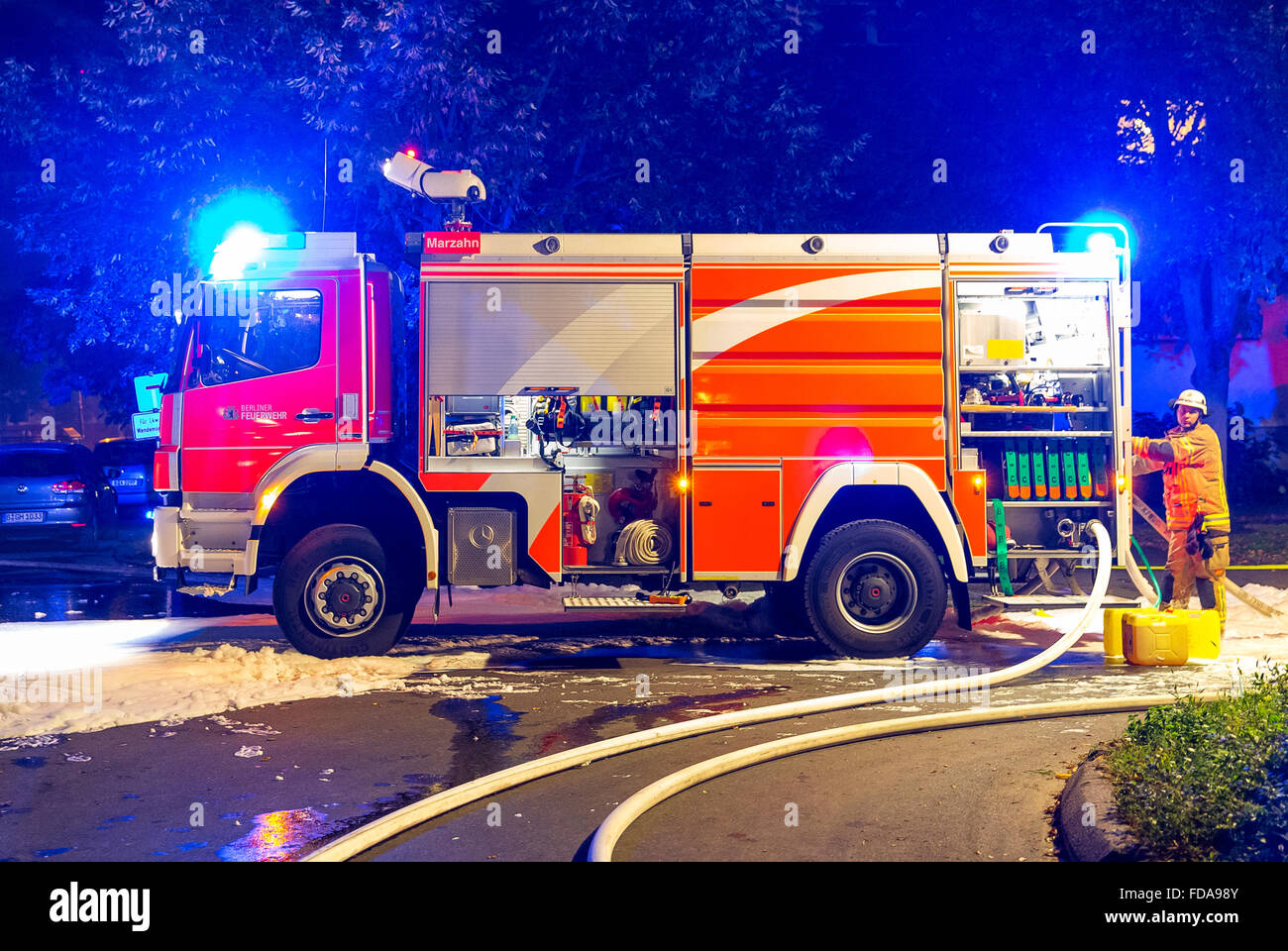 Berlin, Germany, Loesch work in a major fire Stock Photo - Alamy