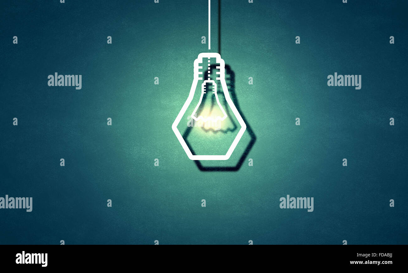 Glowing light bulb on dark background hanging from above Stock Photo ...