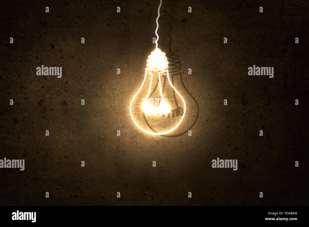 Glowing light bulb on dark background hanging from above Stock Photo ...