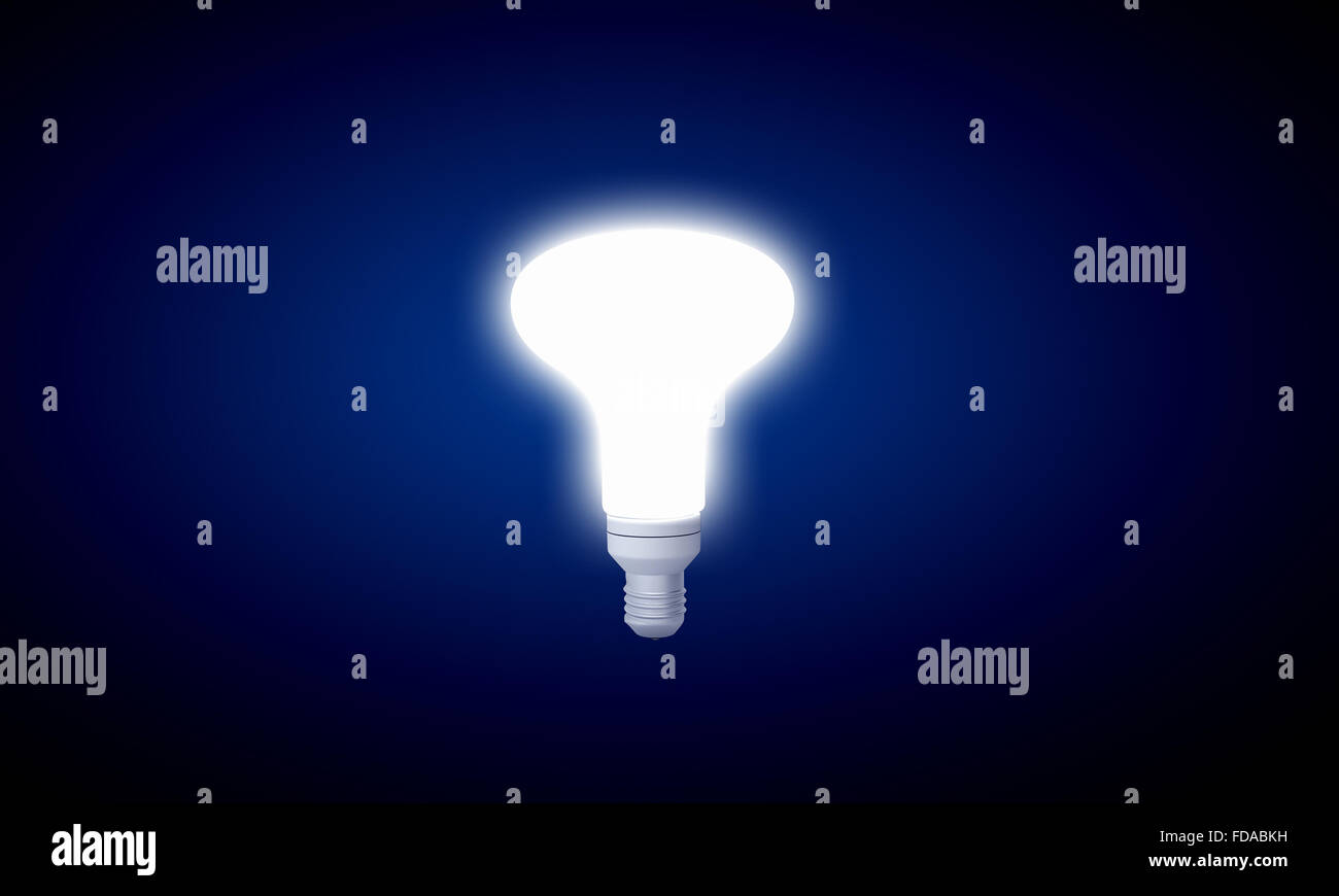 Glowing inverted light bulb on dark background Stock Photo - Alamy