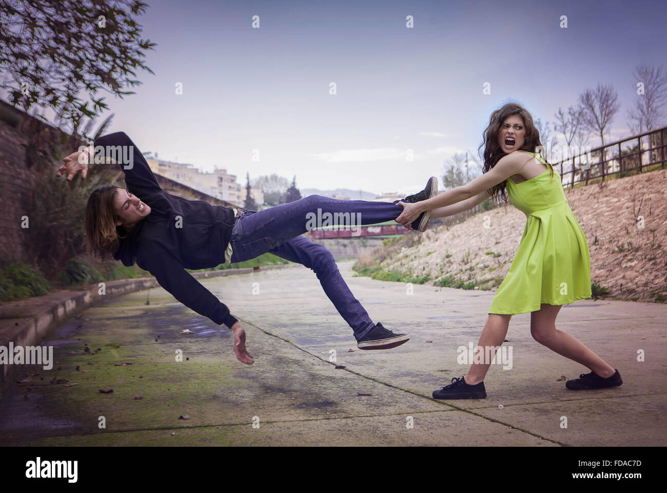 female violence concept angry fight Stock Photo - Alamy