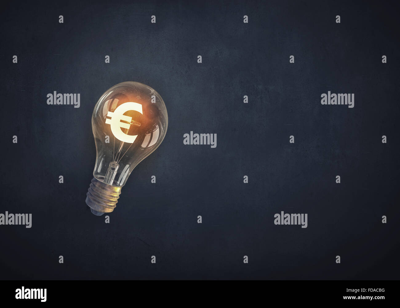Glowing light bulb with euro symbol inside Stock Photo - Alamy