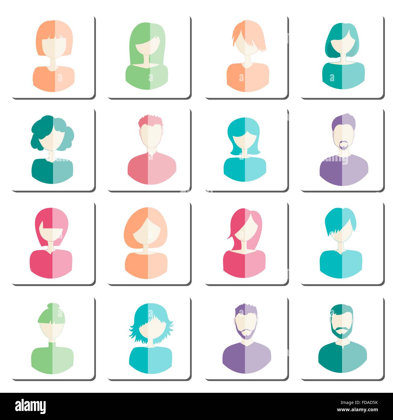 Social network private users avatar. Man and woman avatar flat icons ...