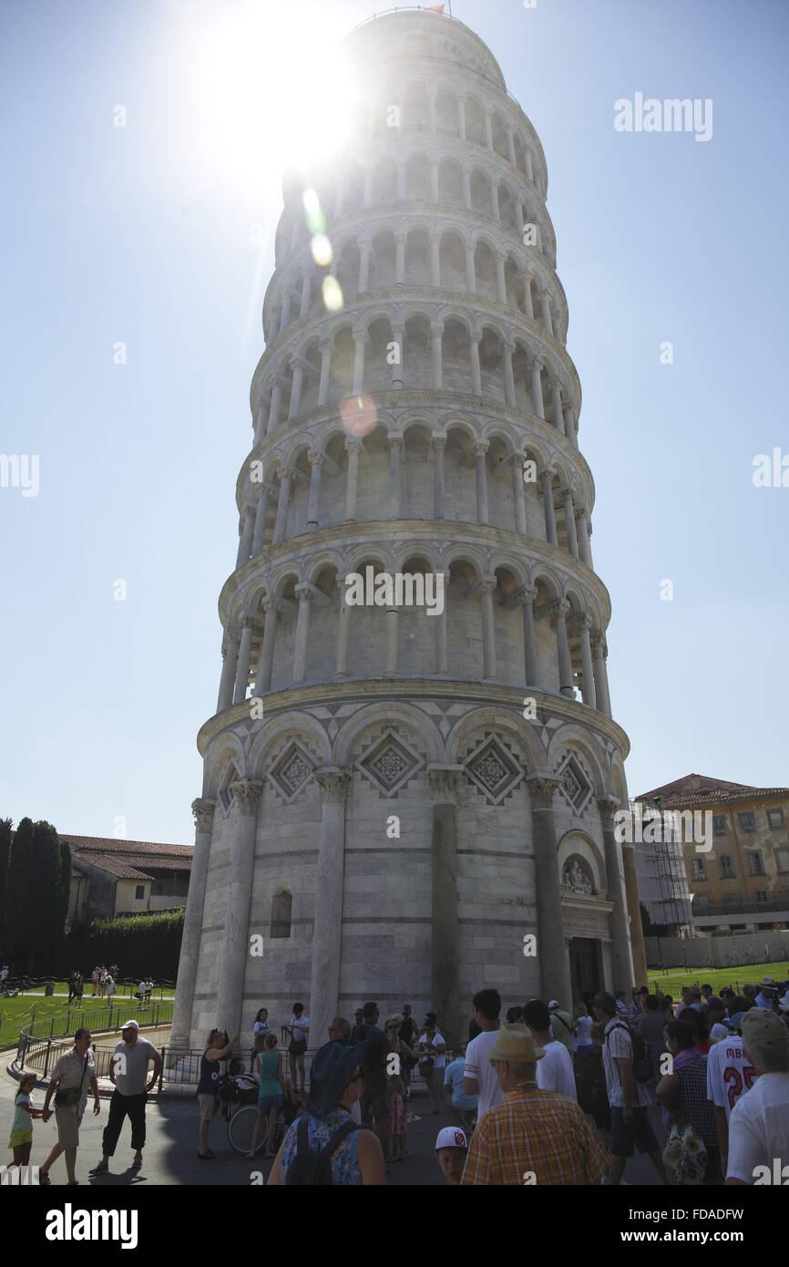 Pisa, Italy, the Leaning Tower of Pisa on Piazza del Duomo Stock Photo ...