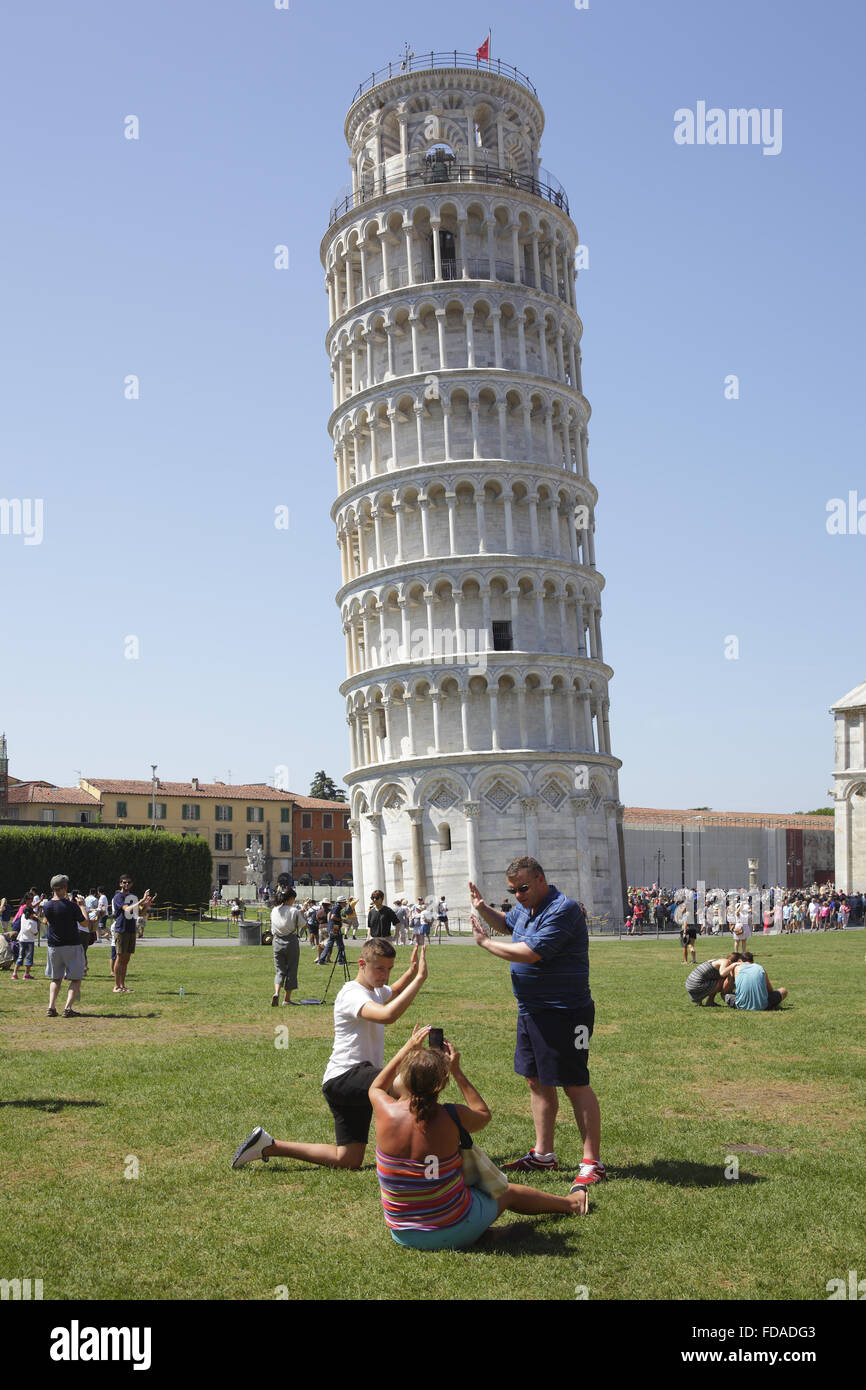 Pisa, Italy, the Leaning Tower of Pisa on Piazza del Duomo Stock Photo ...