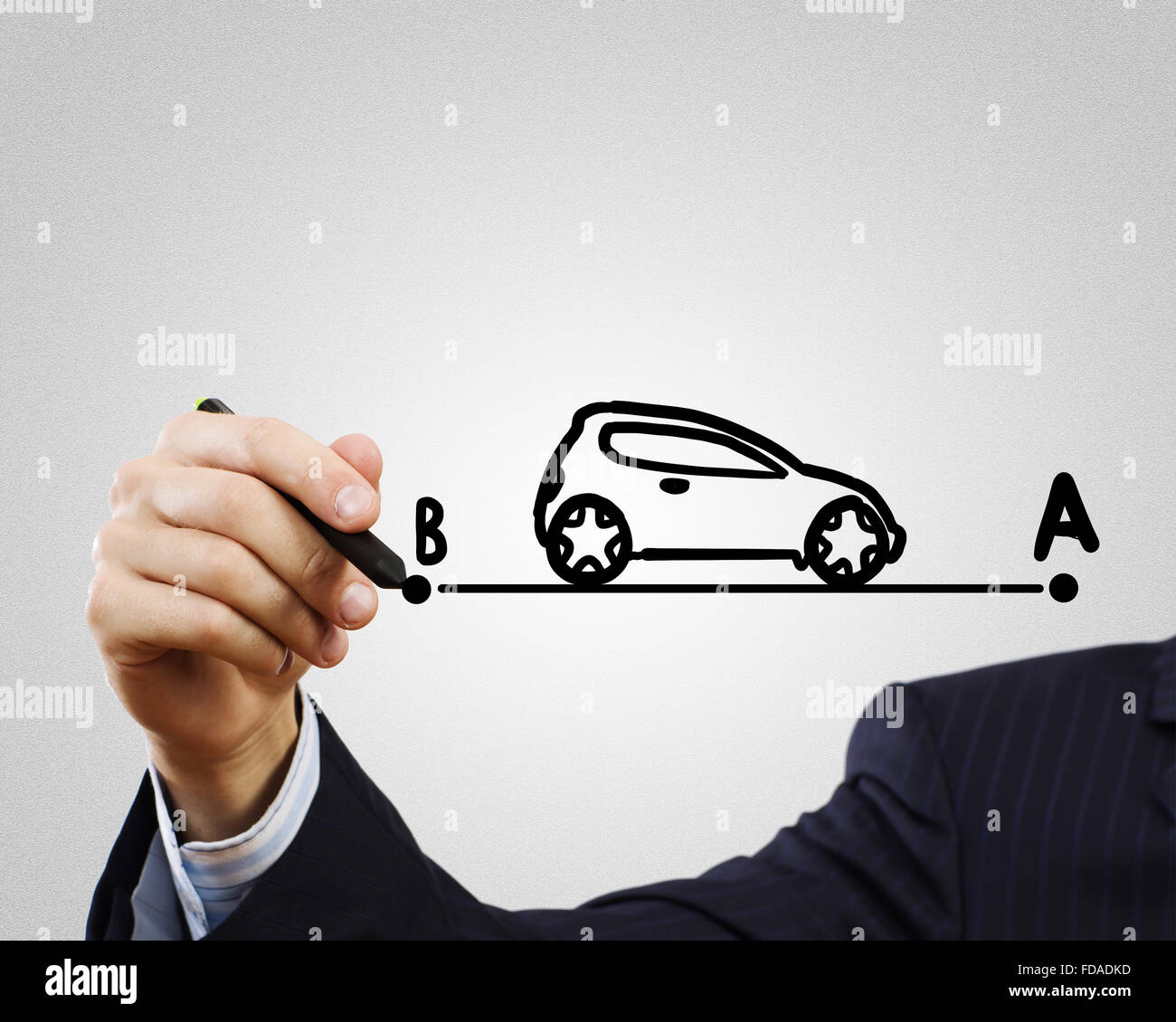 Close up of male hand drawing way from A to B point Stock Photo - Alamy