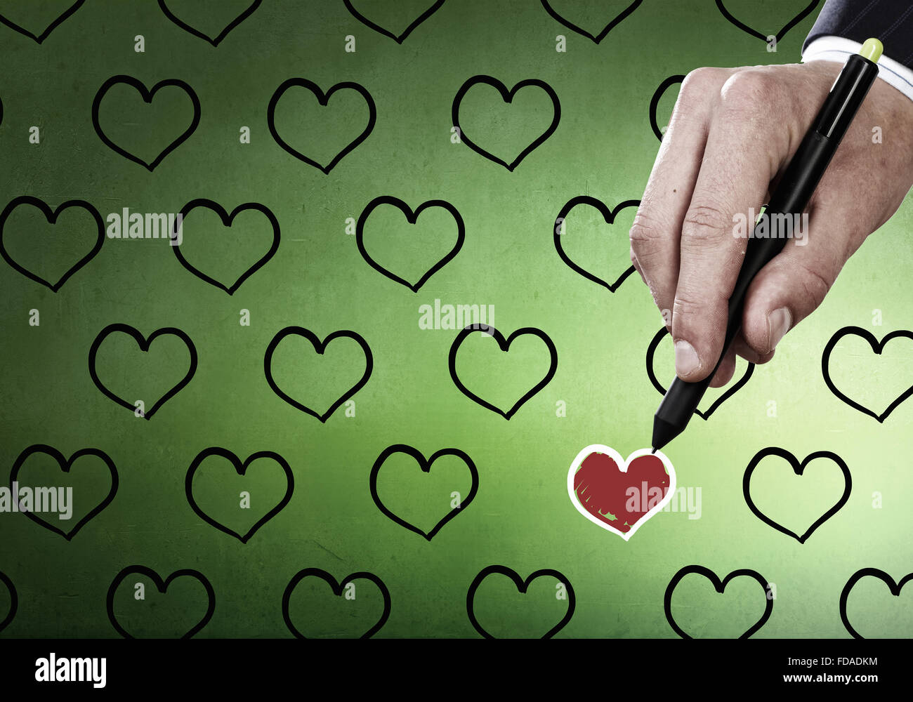 Male hand drawing red heart with marker hi-res stock photography and ...