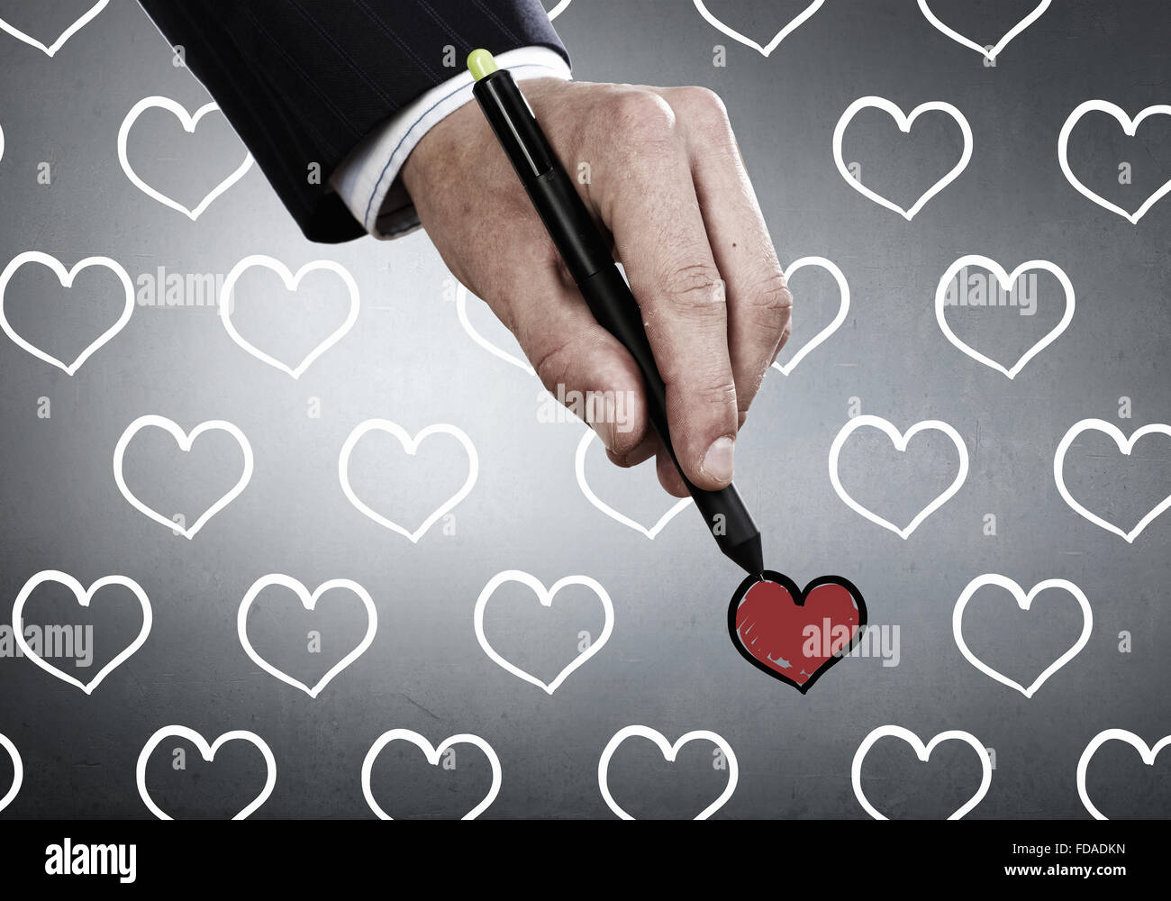 Male hand drawing red heart with marker hi-res stock photography and ...