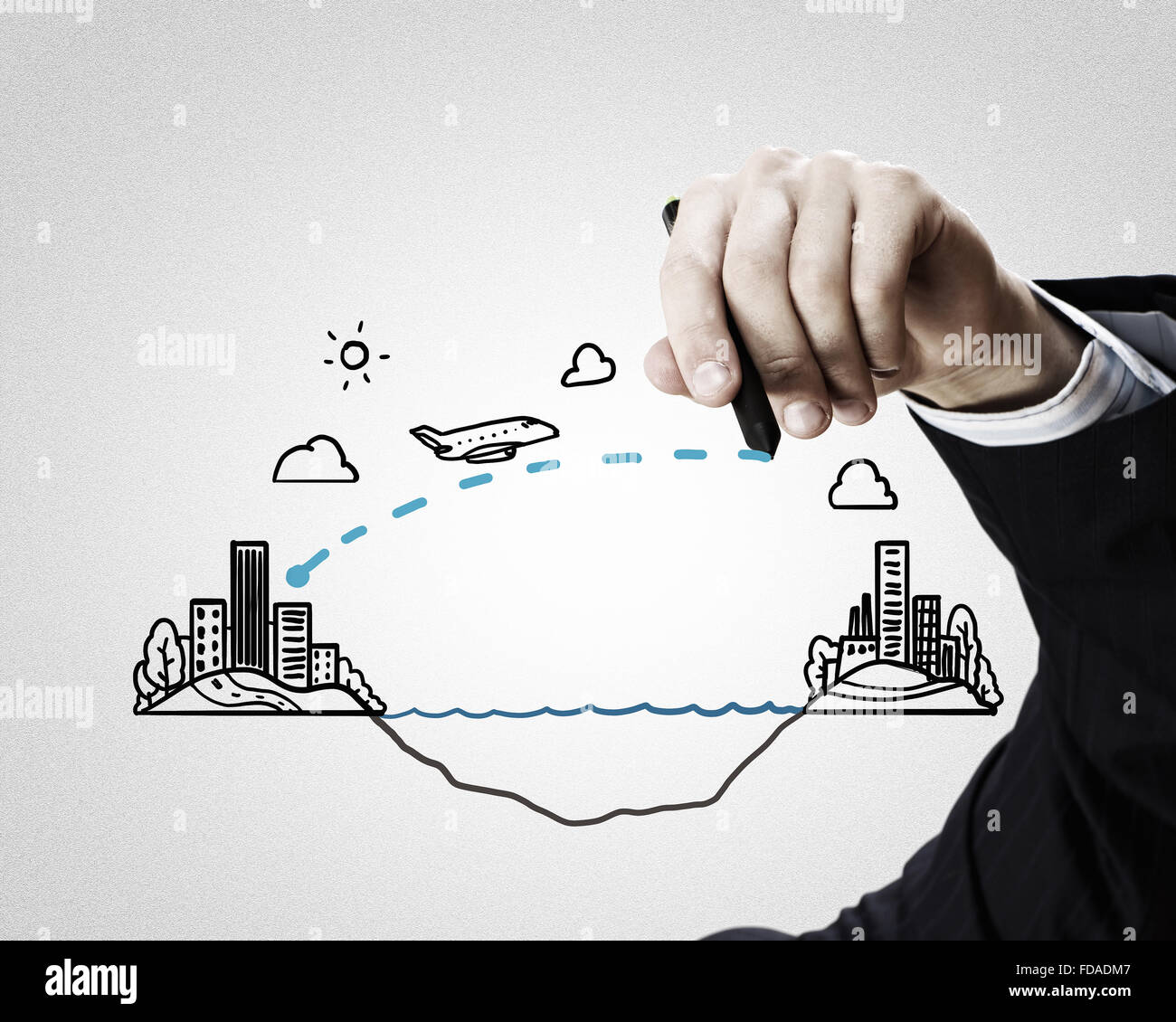 Close up of male hand drawing way from A to B point Stock Photo - Alamy