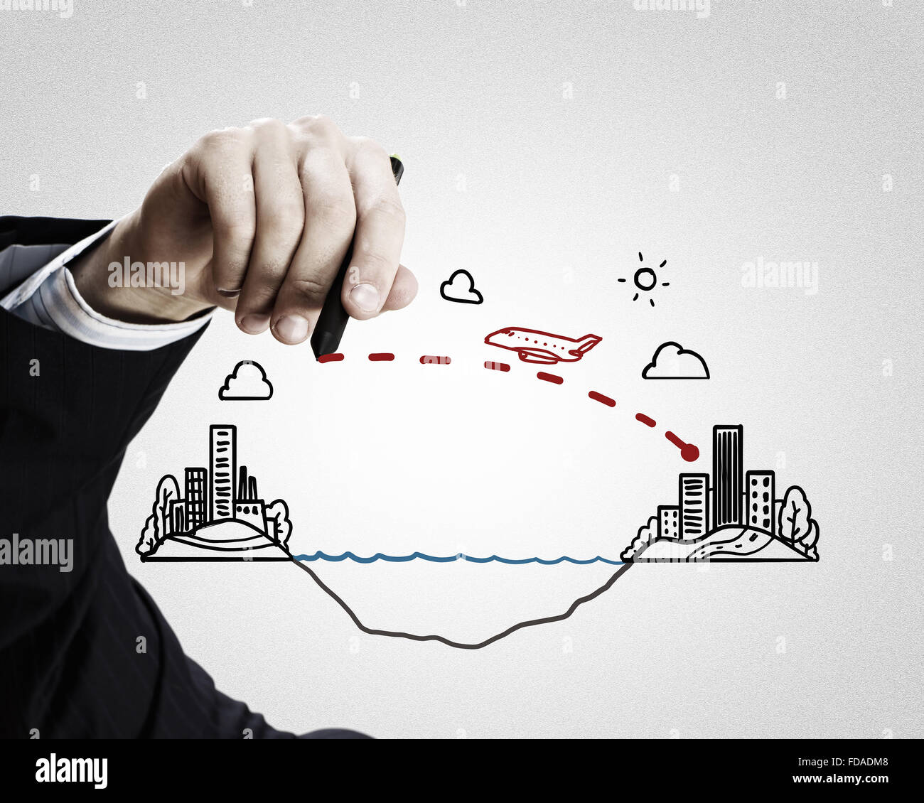 Close up of male hand drawing way from A to B point Stock Photo - Alamy