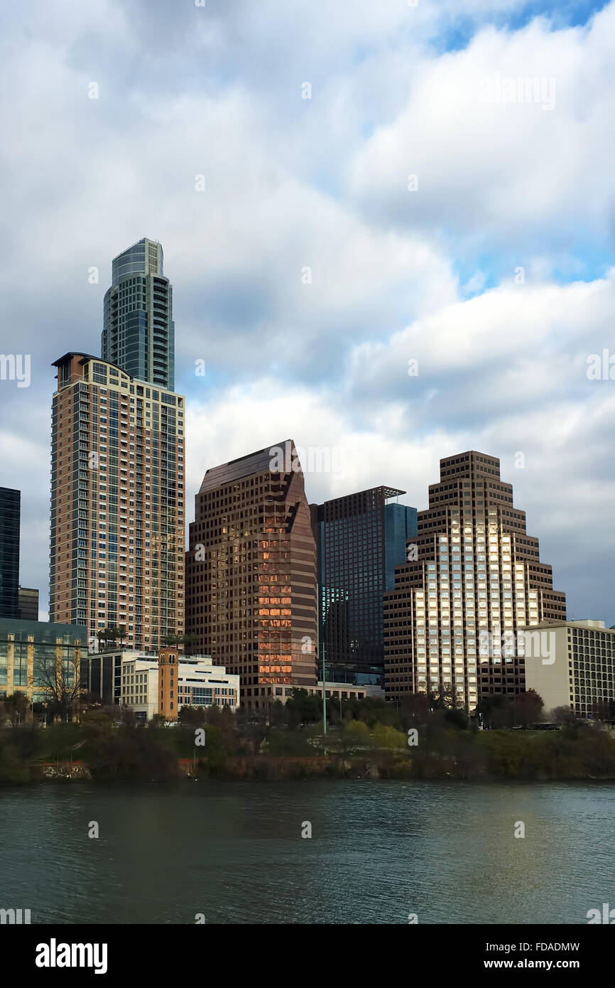 Vertical of Austin, Texas, skyline at twilight Stock Photo - Alamy
