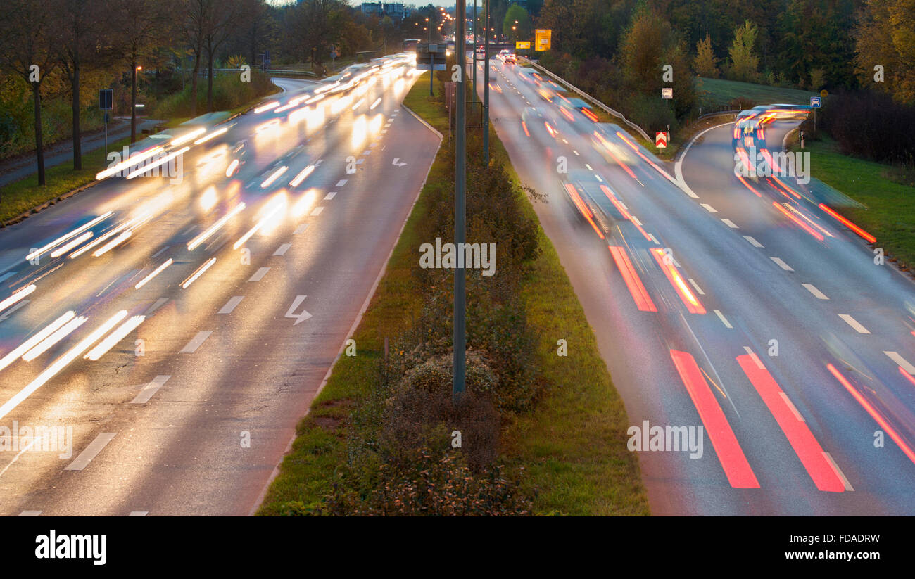 cars on highway Autobahn in Germany in high speed at night Stock Photo ...