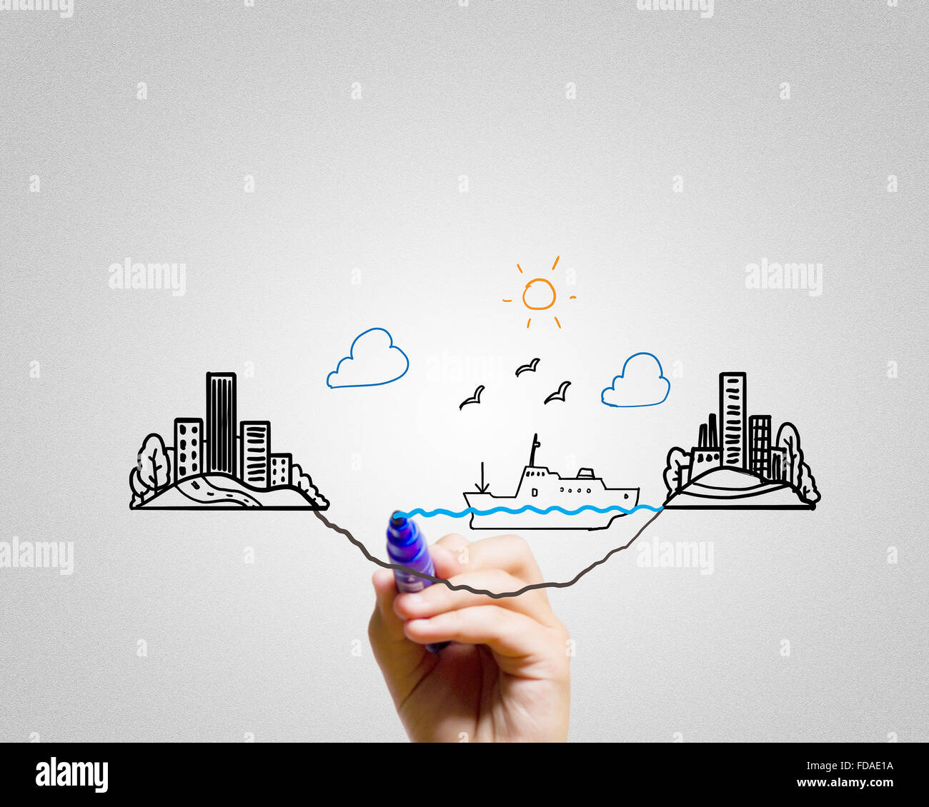 Close up of male hand drawing way from A to B point Stock Photo - Alamy