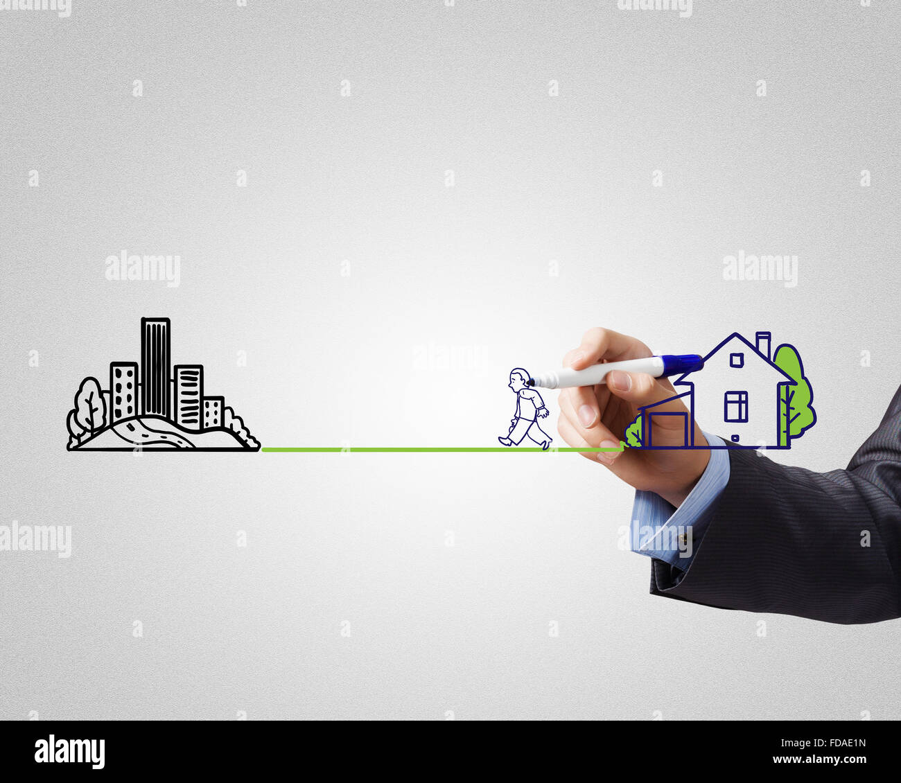 Close up of male hand drawing way from A to B point Stock Photo - Alamy