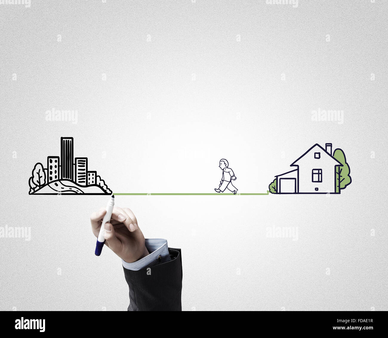 Close up of male hand drawing way from A to B point Stock Photo - Alamy