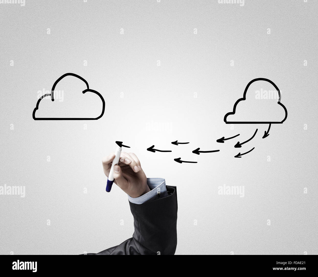 Close up of male hand drawing cloud computing concept Stock Photo - Alamy
