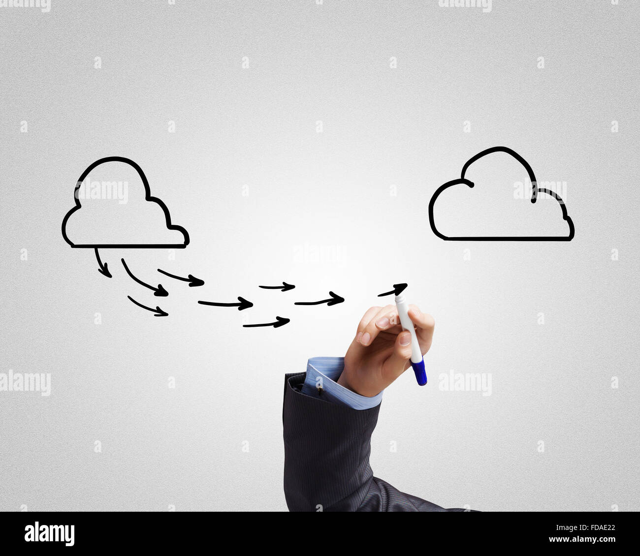 Close up of male hand drawing cloud computing concept Stock Photo - Alamy