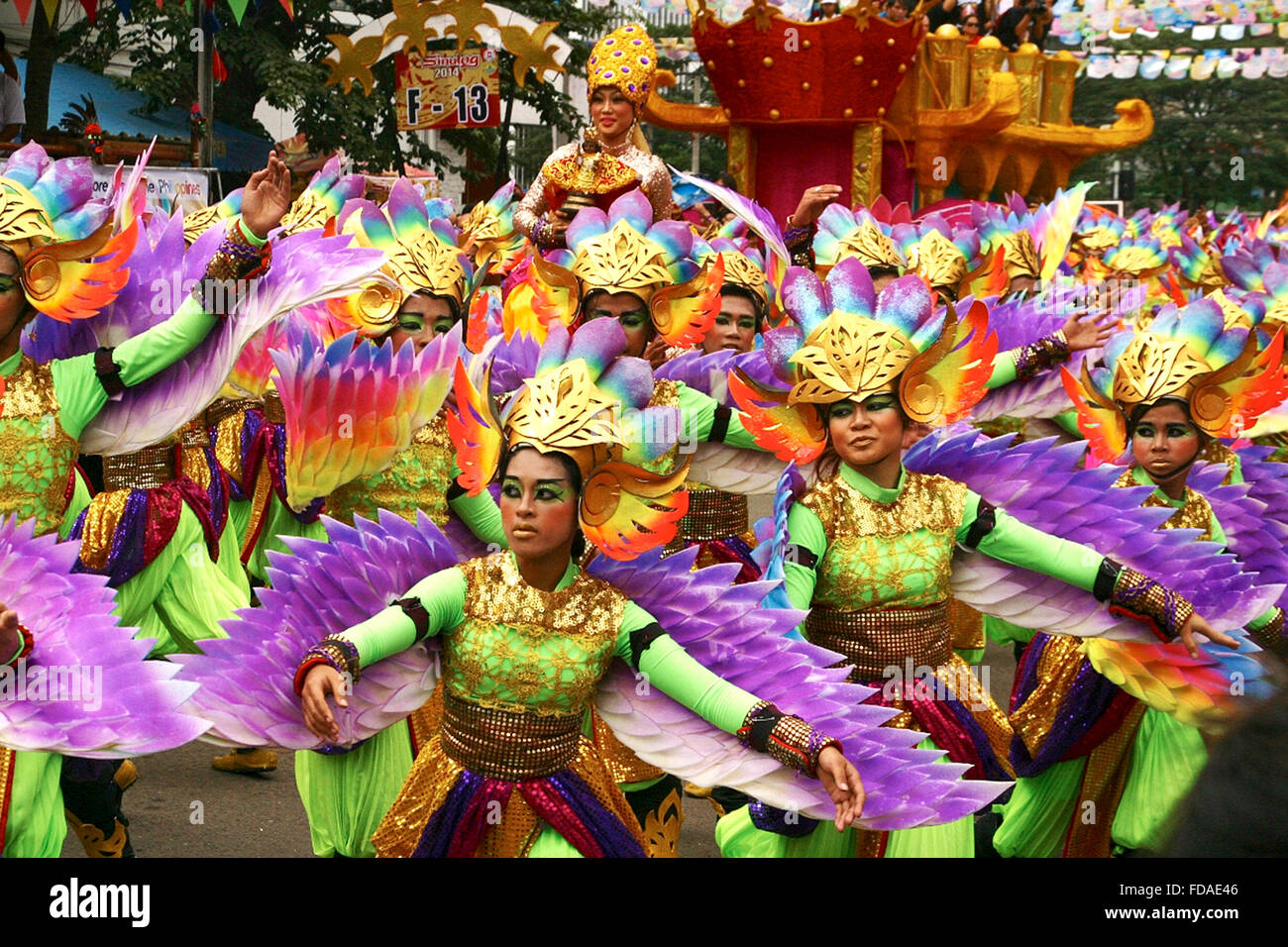 Philippines Cebu Cebu City Sinulog festival. Dancers in the street ...