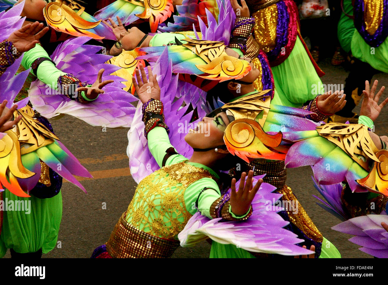 Philippines Cebu Cebu City Sinulog festival. Dancers in the street parade Adrian Baker Stock ...
