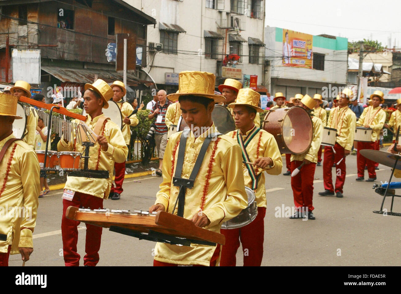 Philippines Cebu Cebu City Sinulog festival. Dancers in the street ...