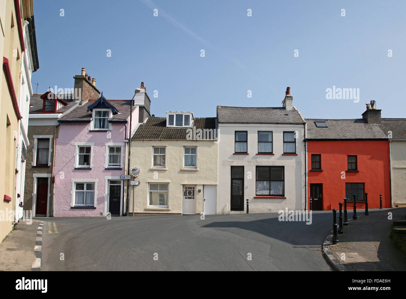 Colourful house fronts - Peel, Isle of Man Stock Photo - Alamy