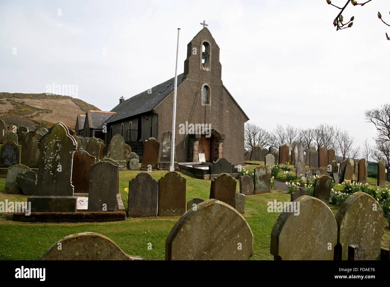 Kirk Maughold church and churchyard, near Ramsey, Isle of Man Stock ...