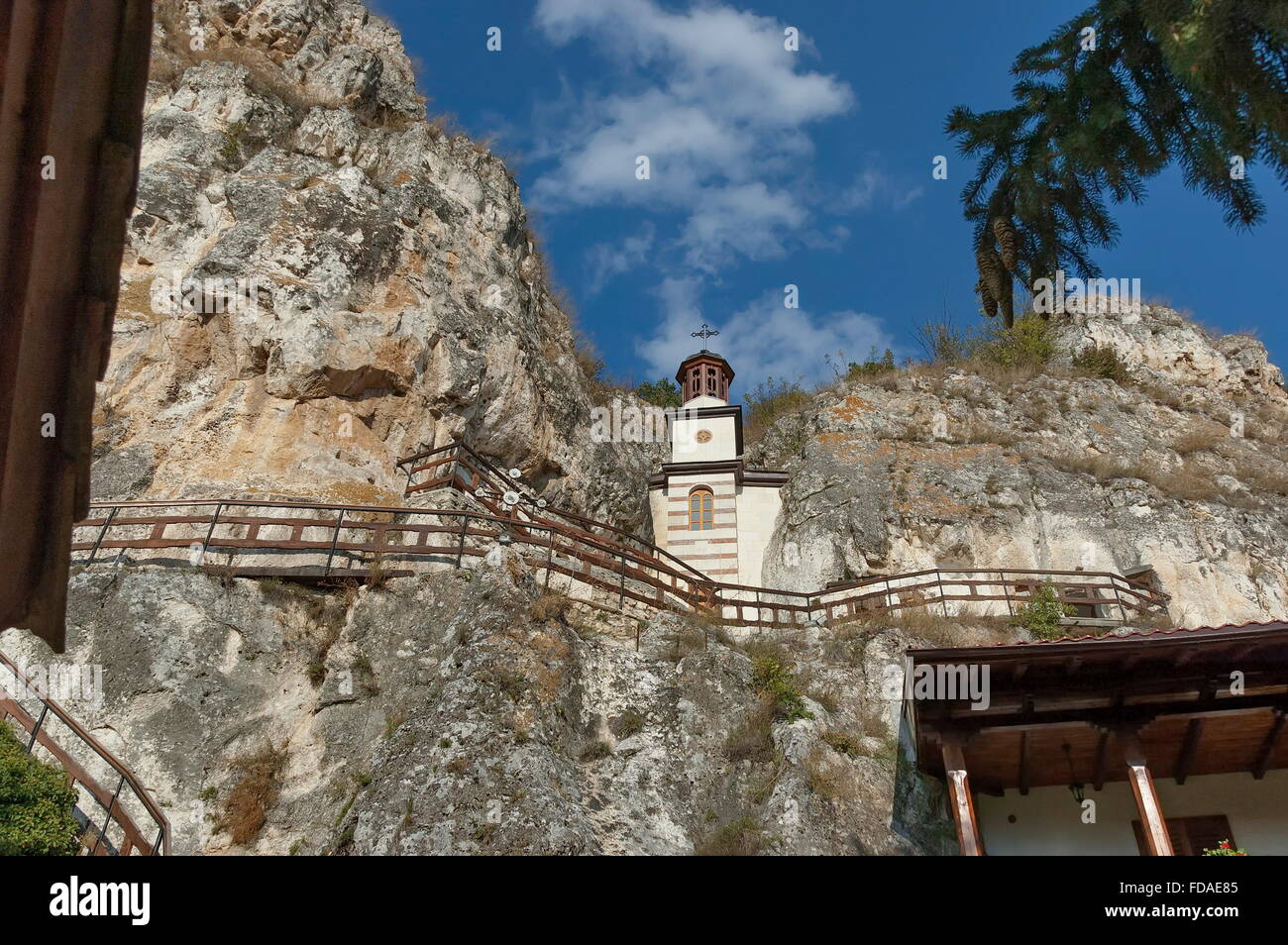 The rock monastery "St Dimitrii of Basarbovo", Bulgaria. Church dome ...