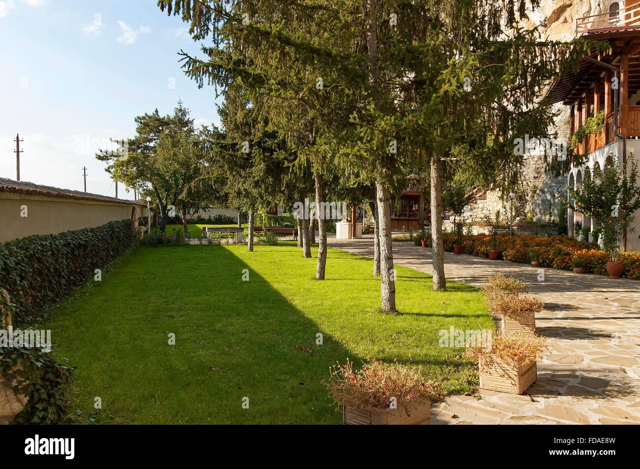 The rock monastery "St Dimitrii of Basarbovo" - yard. Inside view. Find ...