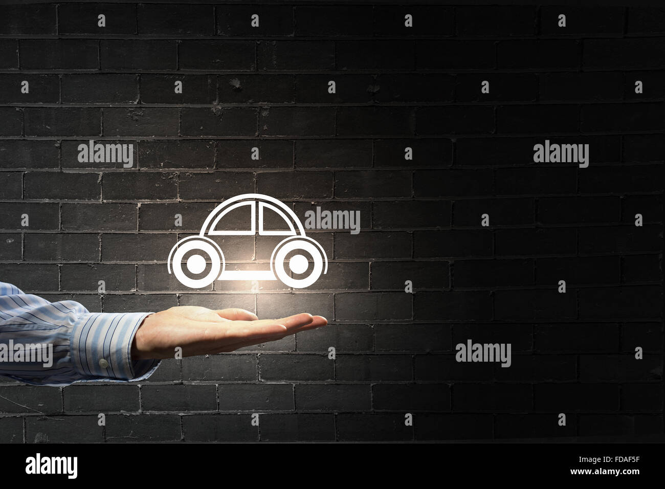 Close up of male hand showing car sign Stock Photo - Alamy