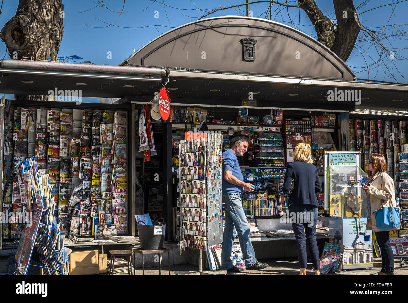 A kiosko of magazines in Cibeles square, Madrid city, Spain Stock Photo ...
