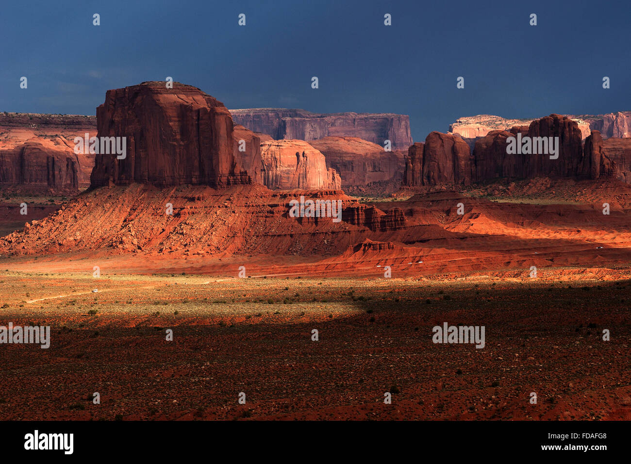 Rock formations, Elephant Butte and Camel Butte, after storm, clouds ...
