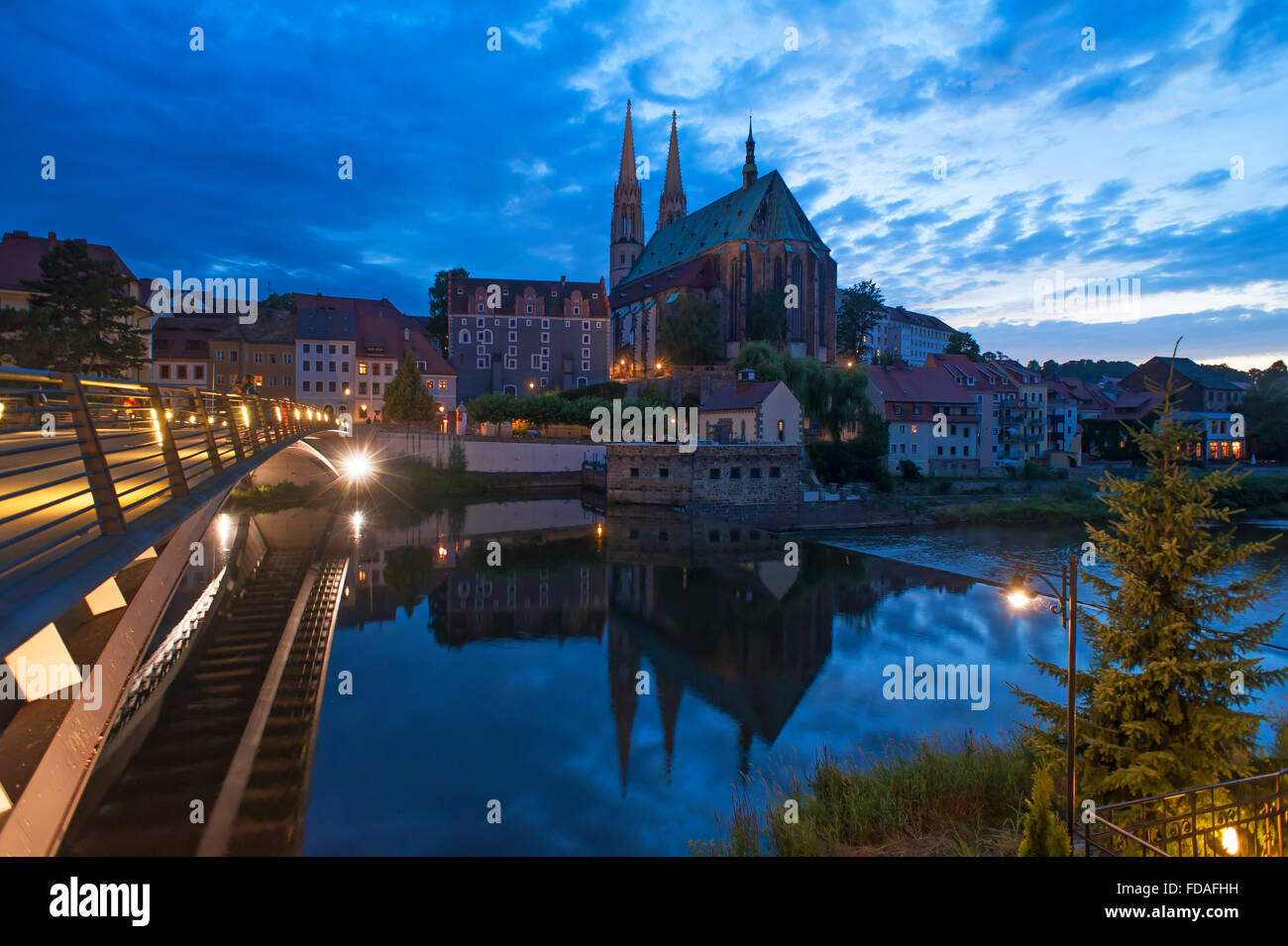 View from the Polish Görlitz to St. Peter's Church, Altstadtbrücke ...