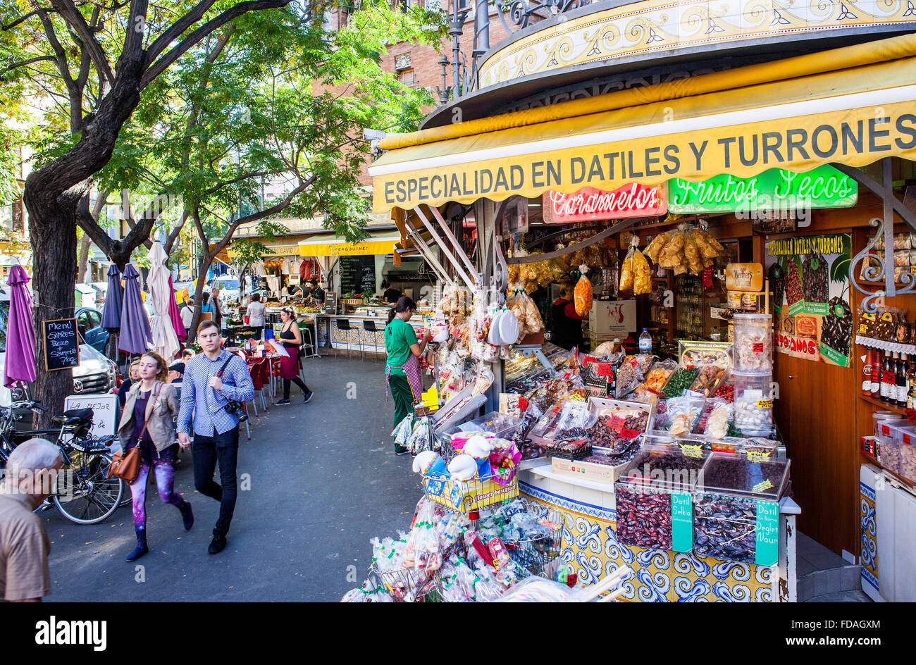 dates and nougat shop.Stand outside the Mercado Central,Valencia,Spain ...