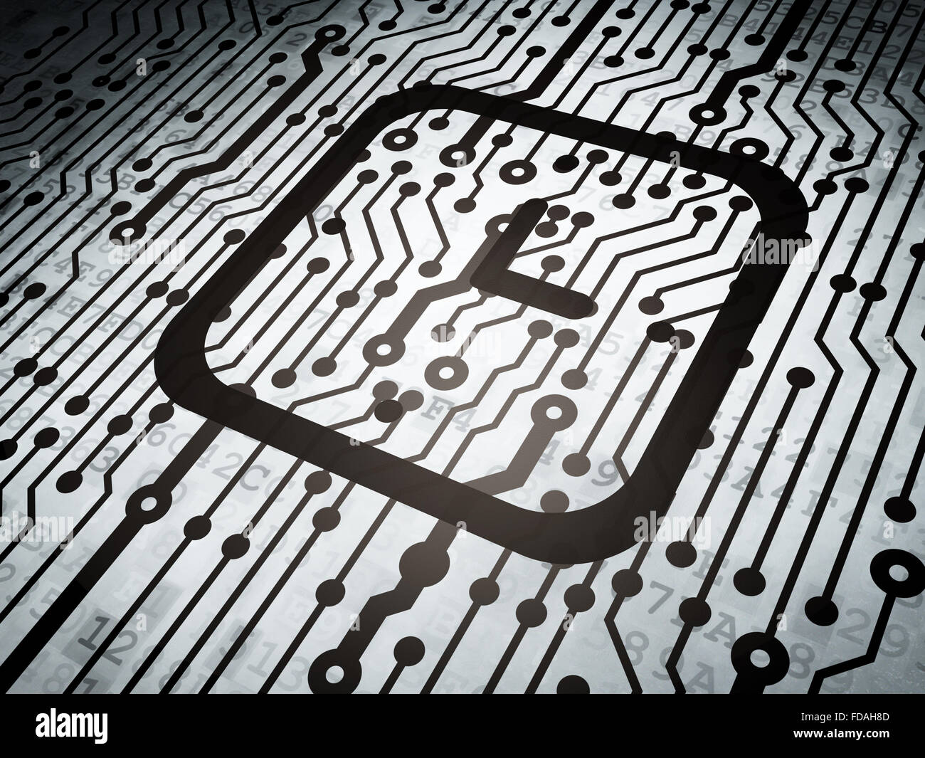 Timeline concept: circuit board with Watch Stock Photo - Alamy
