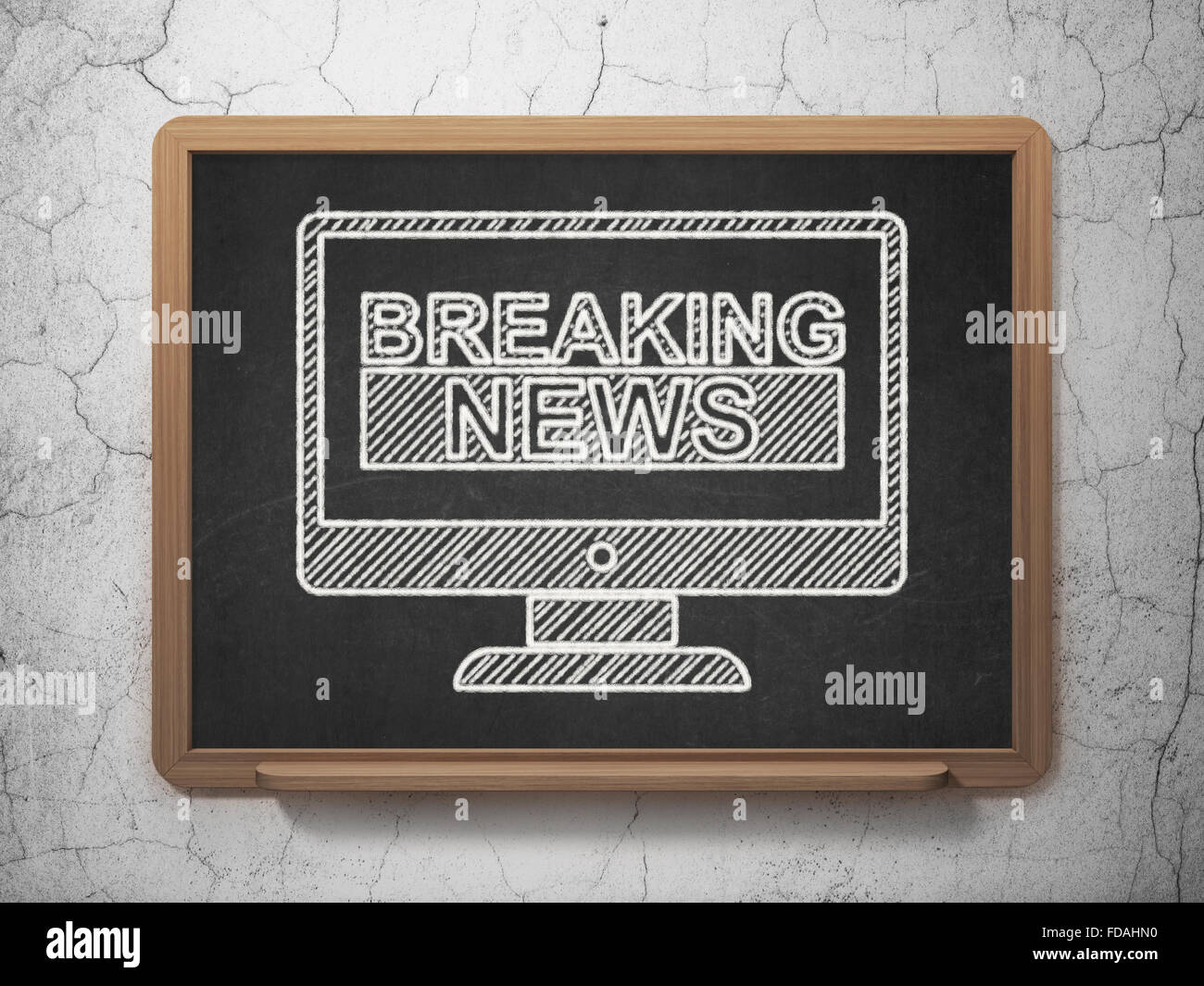 News concept: Breaking News On Screen on chalkboard background Stock ...