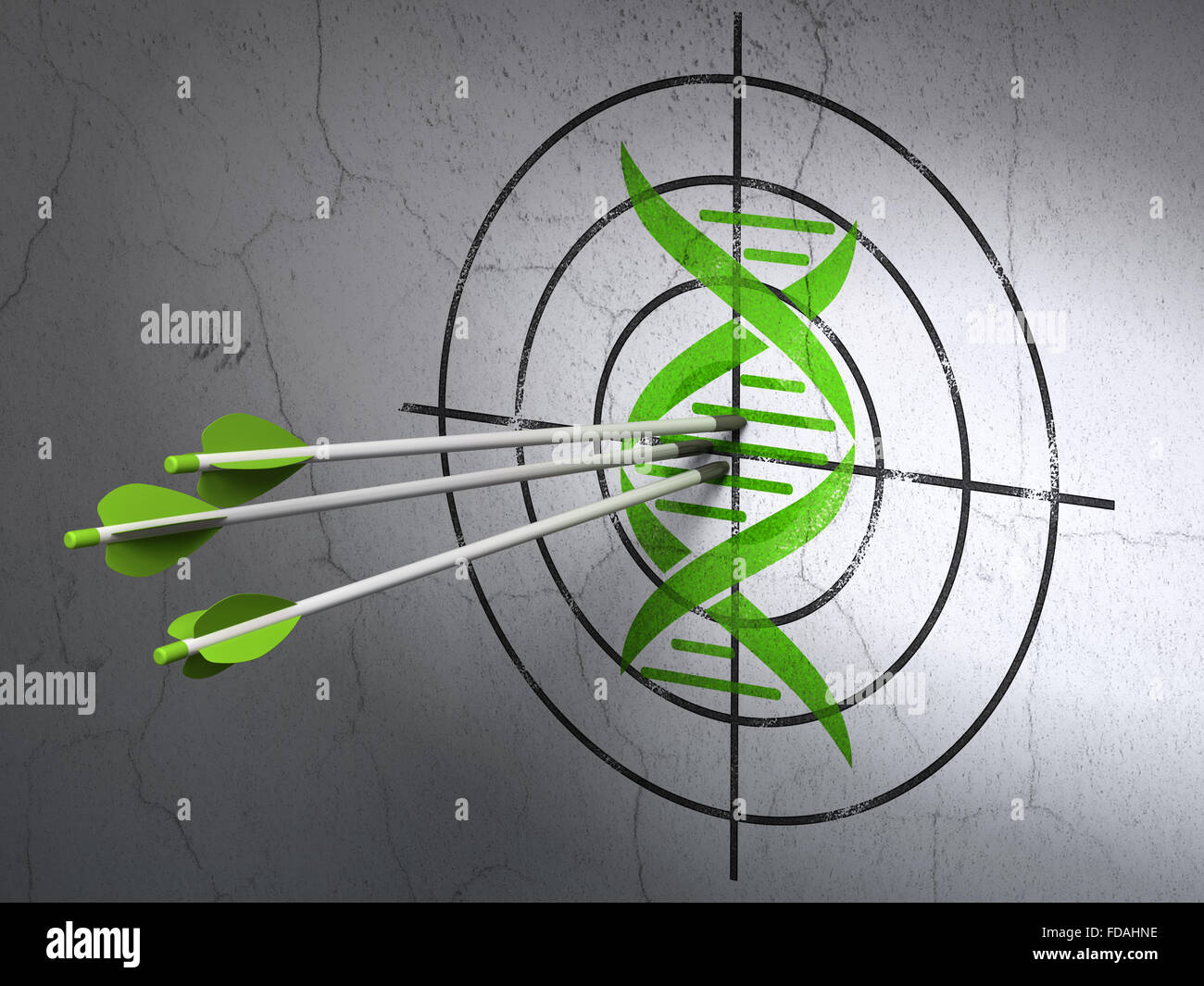 Science concept: arrows in DNA target on wall background Stock Photo ...