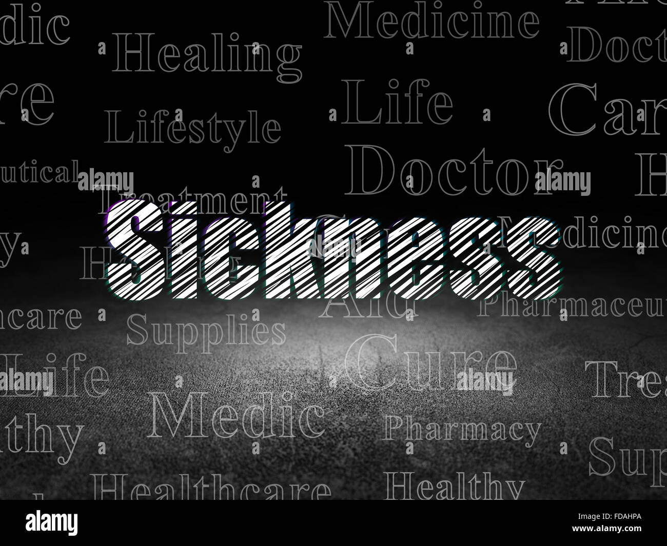 Healthcare concept: Sickness in grunge dark room Stock Photo - Alamy